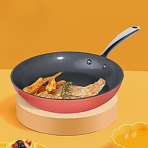 Flamingpan 10.5 Inch Nonstick Frying Pan, Internal Ceramic Coating, Smooth and Easy to Clean, Non-stick Frying Pan has great permeability and versatility, Skillet for Use in Family, Party and Party.