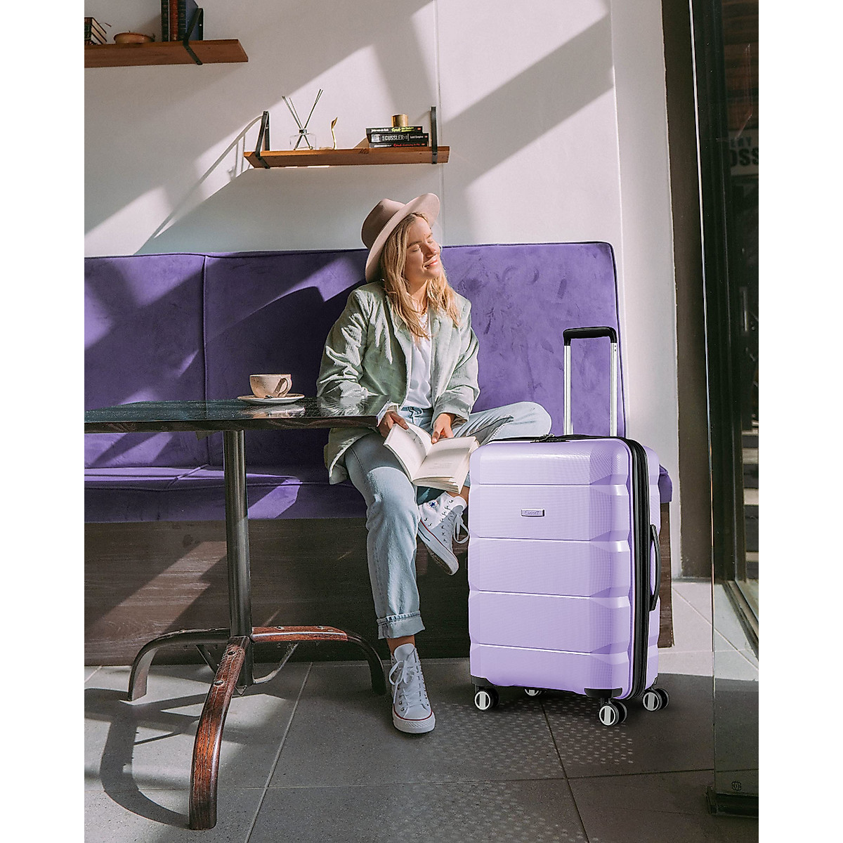 LUGGEX Purple Luggage Sets 3 Piece for Women - Expandable Carry on Luggage Set with Spinner Wheels - Lightweight Fashion Travel Companion