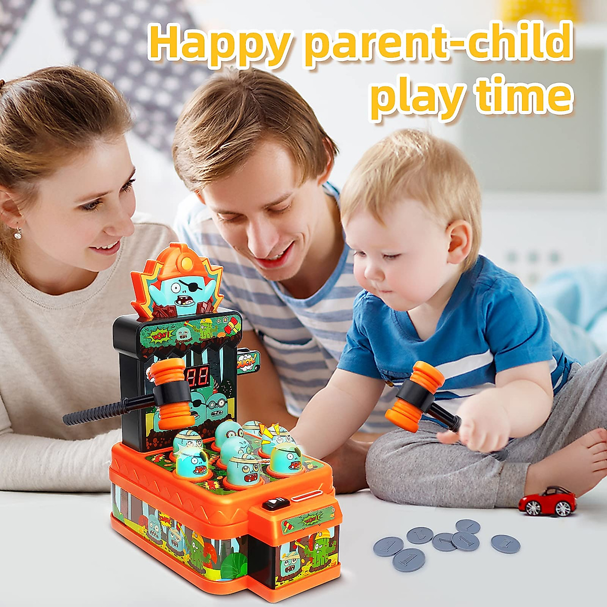 Arcade Game Toys for 3 Year Old, Whack Game Mole, Mini Electronic Interactive Hammering & Pounding Toys, Gift Idea for Toddler Kids Boys Girls Ages 3 4 5 6 7 8+, Cartoon Zombie Style Fun Halloween Toy