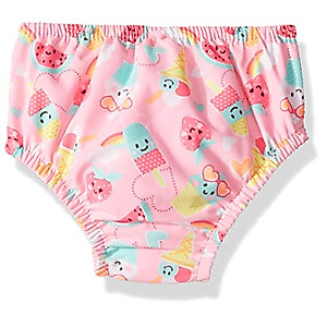 Swim Time Girls' Reusable Swim Diaper UPF 50+ with Side Snaps, Pink ice Cream/Watermelon, X-Large