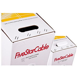 FiveStarCable Bulk Cat5e Outdoor Black 24AWG 1000 Ft Cable, Direct Burial, 350 Mhz, UV Rated Unshielded UTP Ethernet Router LAN Network CCA Easy Pull Box Cable