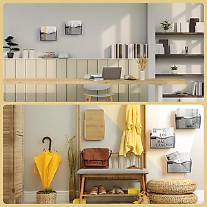 Tatuo 12 Pack Mesh Wall Mounted File Holder Hanging File Organizer Vertical Wall File Organizer Holder Rack for Office and Home, Black (with Label Panel)
