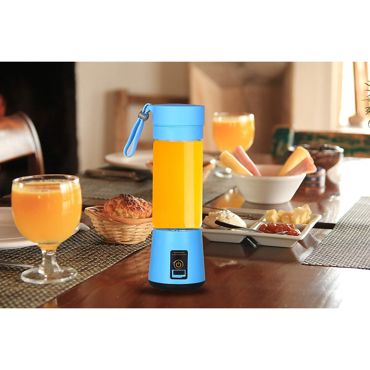 Cotsoco Portable Electric Juicer Cup, USB Rechargeable Personal-use Blender, 400ml Capacity, Blue