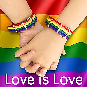 XGiGiX Rainbow Gay LGBTQ Pride Bracelets - 2Pcs Couple Adjustable Rainbow Watch Bands - Best LGBTQ Gift for Gay & Lesbian. Incoluded 5Pcs Tattoo Stickers.