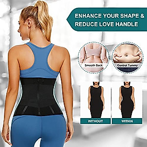 SUNACGO Waist Trainer for Women Workout Waist Cincher Trimmer 3 Segmented Underbust Corset Tummy Control Hourglass Body Shaper(Black, Medium)