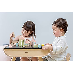 PlanToys 40 Piece Unit Block Building and Construction Block Set (5507) | Pastel Color Collection |Sustainably Made from Rubberwood and Non-Toxic Paints and Dyes