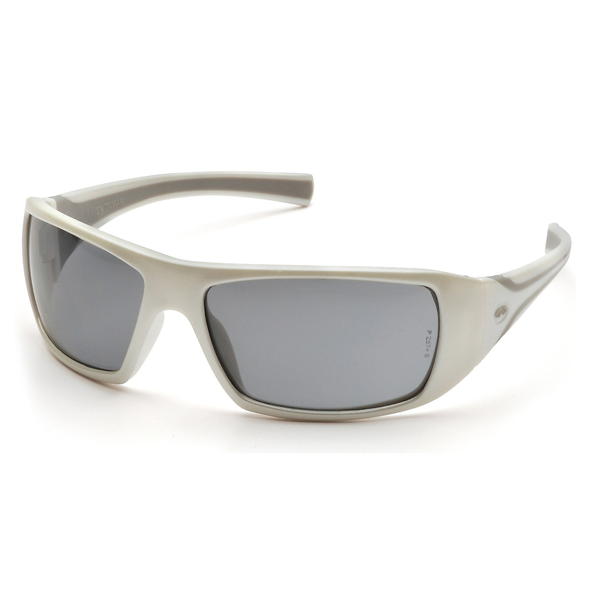 Pyramex Goliath Safety Eyewear, White Frame, Gray Lens