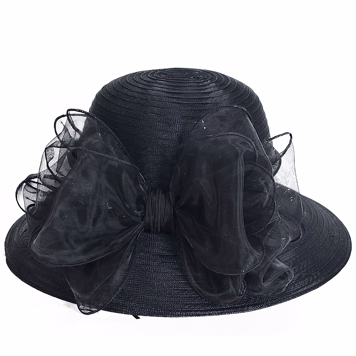 Cloche Oaks Church Dress Bowler Derby Wedding Hat Party S015 (Bow-Black)