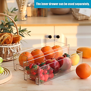 Moretoes Fridge Drawers 3 Pack Clear Stackable Pull Out Refrigerator Organizer Bins, Kitchen Organization Cabinet Fridge Organizer, Pantry Organization and Food Storage Containers