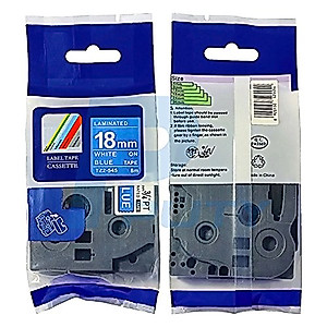 IDIK 1PK White on Blue Standard Laminated Label Tape Compatible for Brother P-Touch TZe-545 TZ545 TZe545(18mm x 8m)