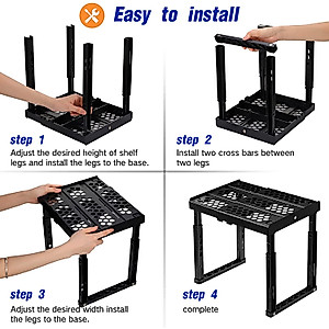Locker Organizer Shelf， Adjustable Width and Height, Ideal Locker for School, Office, and Gym Lockers (Black 2 Pack)