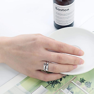 FIASASO 925 Sterling Silver Rings I am Enough Inspirational Rings Faith Christian Cross Encouragement Statement Rings for Women Men I am Enough