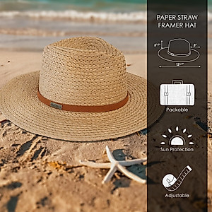 Nicole Miller Straw Sun Hats for Women, Tan