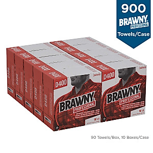 GEORGIA-PACIFIC Brawny Professional D400 Disposable Cleaning Towel, Tall Box, White, 1 Box (20070/03)