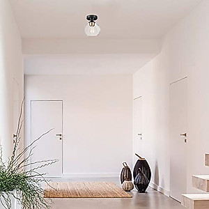 Globe Electric 60333 Harrow Light Semi-Flush Mount, Matte Black with Clear Glass Shade, 9.1