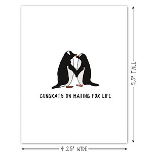 rockdoodles Wedding Card Funny, Engagement Card & Bridal Shower Card For Bride To Be, Funny Wedding Card & Engagement Card With Penguin For The Married Couple (Mates For Life)