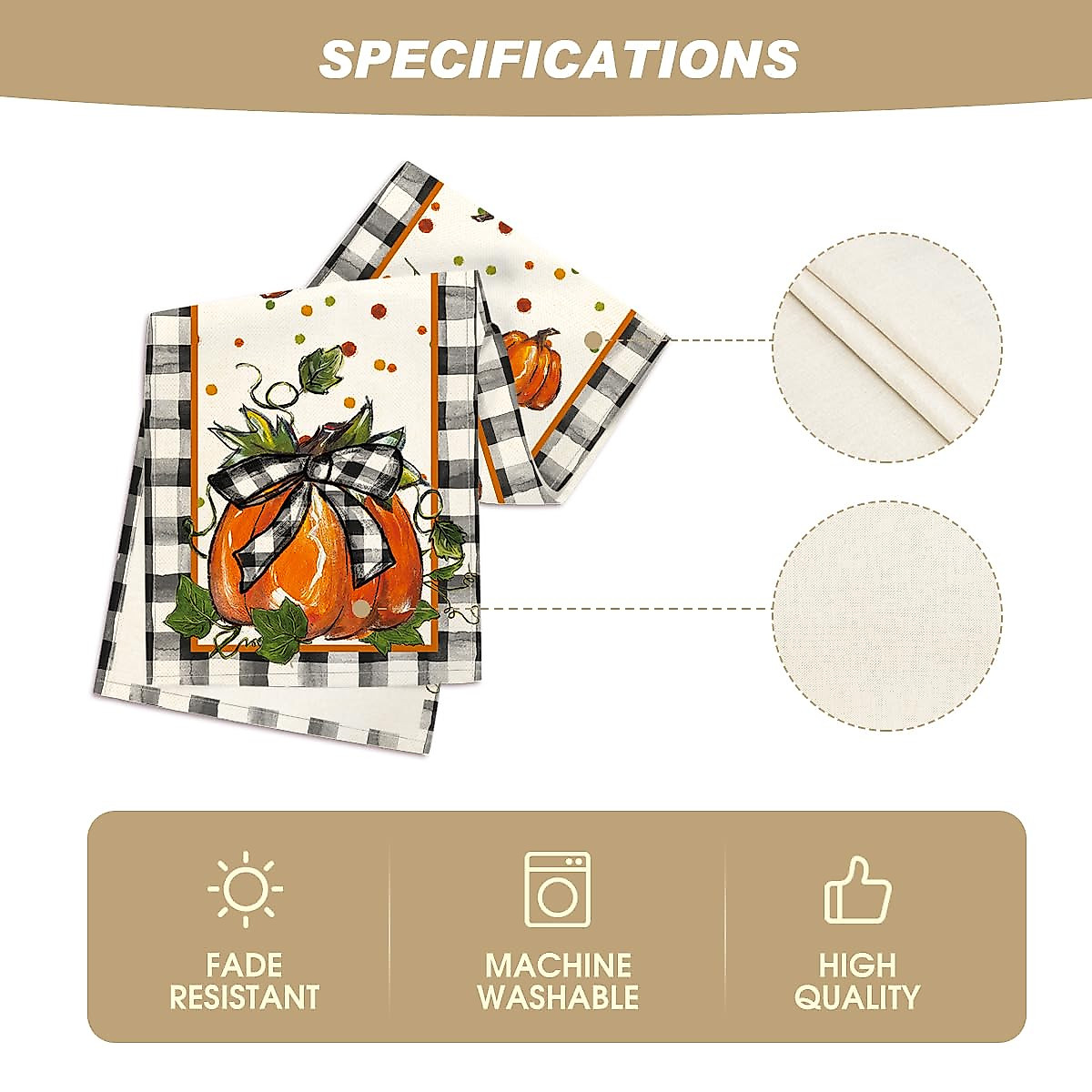 Artoid Mode Pumpkin Bow Buffalo Plaid Fall Table Runner,Seasonal Autumn Kitchen Dining Table Decoration for Home Party Decor 13x72 Inch