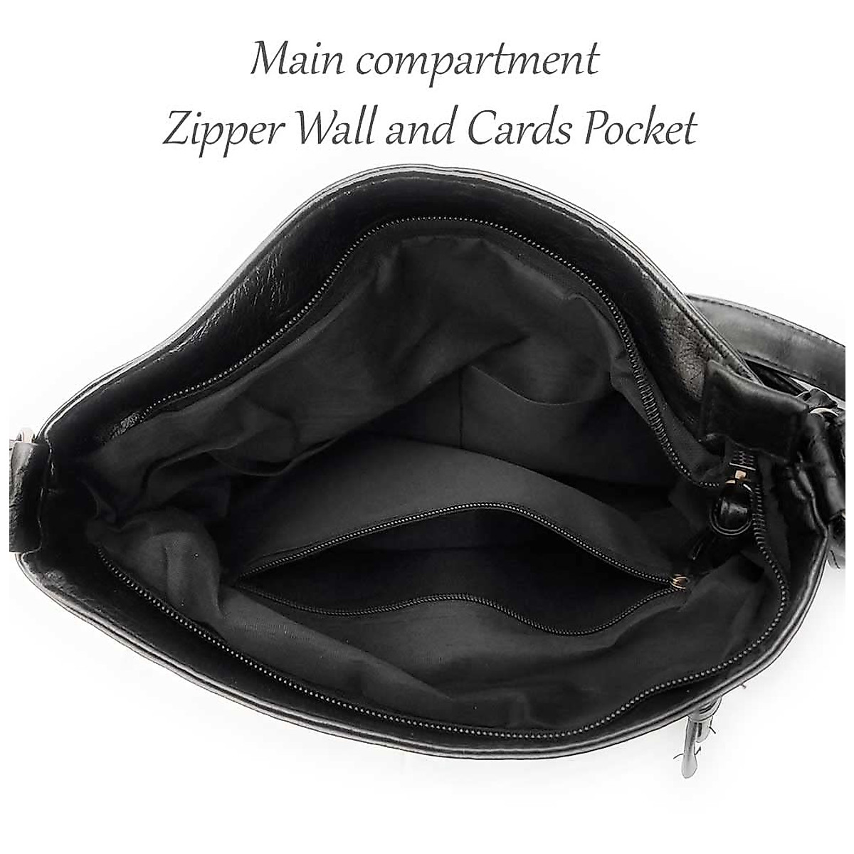 MariaKinz Soft Leather 4 Zipper Pockets Crossbody Purse and Handbag (Brown)