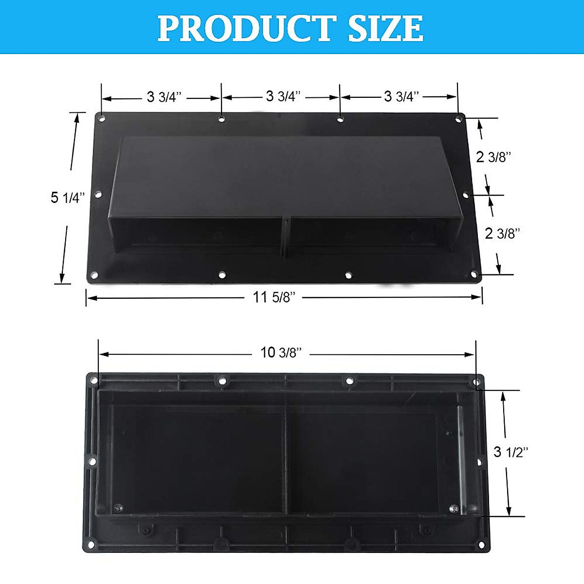 Gekufa RV Range Hood Vent Cover Black, RV Stove Vent Cover/RV Exhaust Vent Cover (Include 10 Pcs Screws)