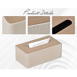 GOLRANLYE Tissue Box Cover Rectangular 9.8"(L) x 5.3"(W) x 4.3"(H) Refined Modern PU Leather Facial Tissue Dispenser Box Holder for Dresser Bathroom Decorative (Beige)