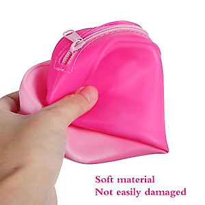 Silicone Pencil Case Pouch Bag Candy Color Pencil Case Cute Pen Case Silicone Pencil Case Small Cute Aesthetic Zipper Pencil Pouch for Travel Cosmetics Makeup (Pink)