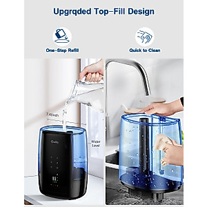 Ultrasonic Cool and Warm Mist Humidifier,Grelife Smart Humidifiers with 5L Removeable Water Tank&Remote,Essential Oil Diffuse,360° Nozzle,Auto ShutOff,Up to 50 Hours Super Quiet for Bedroom&Large Room