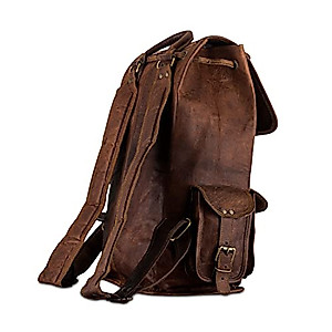 PARRYS LEATHER WORLD Handmade Western 100% Genuine Leather Backpack | Laptop Bag, Vintage Full Grain Casual Hiking Campaign Daypack For Men & Women Travel Bag (17")