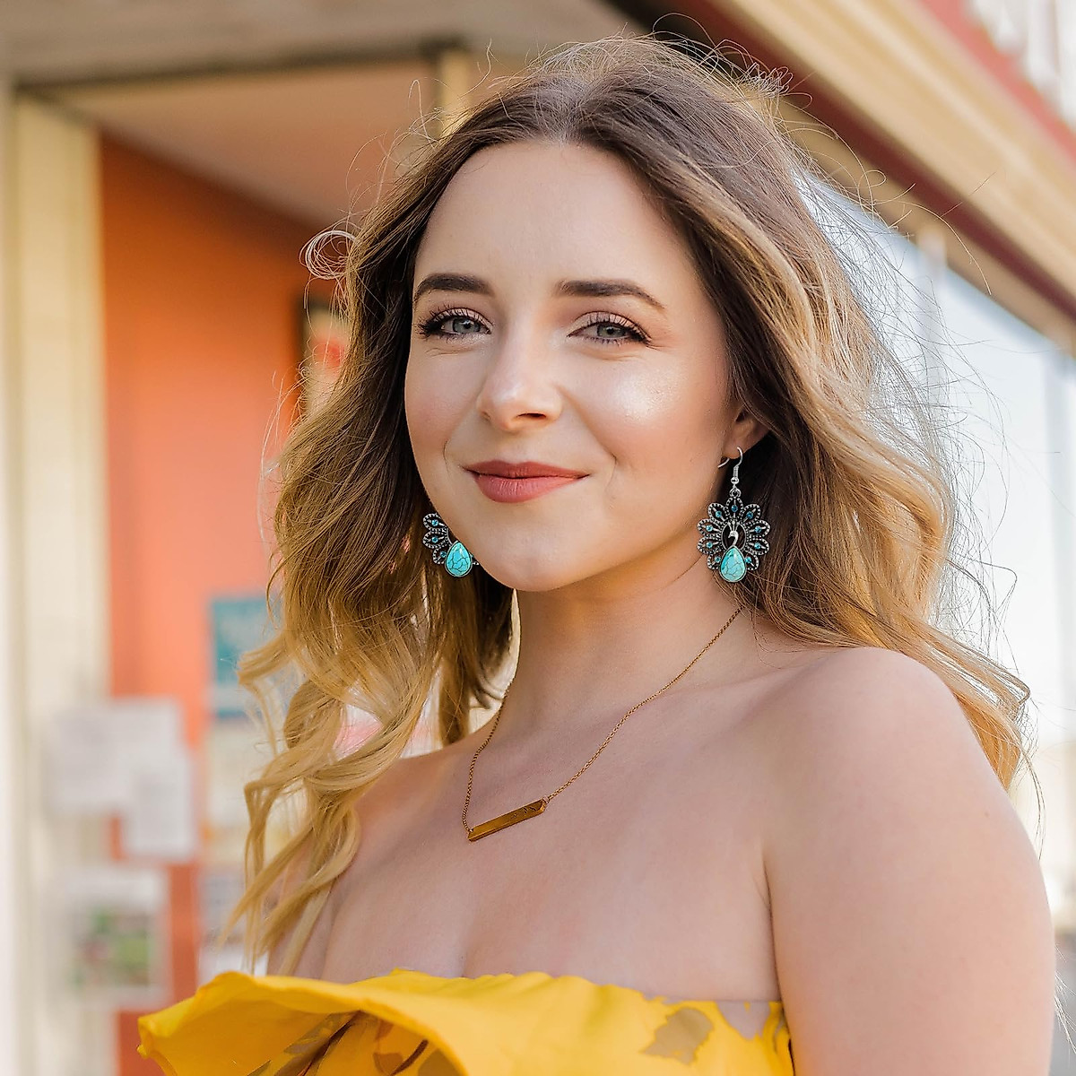 Turquoise Drop Dangle Earrings for Women,Turquoise Earrings for Women Trendy,Cute Earrings for Women