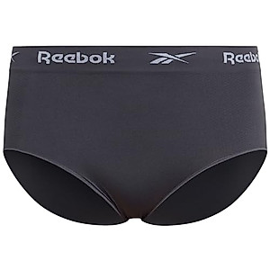 Reebok Women's Underwear - Plus Size Seamless Brief Panties (5 Pack), Size 3X, Black/Blackened Pearl/Lotus/Blackened Pearl/White-Grey Stripe
