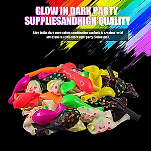 RUBFAC 120 Pieces Neon Balloons, 12” Glow in The Dark Balloons UV Polka Dot Glow Balloons, Blacklight Luminous Helium Latex Balloon for Birthday, Wedding, Neon Party, Glow Party Decorations Supplies