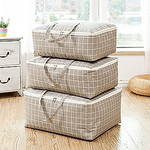 Liampo Large Capacity Clothes Organization and Storage Bins with Handles Bedding Storageused for Quilt Cover Quilt Luggage Packing 3 Pieces