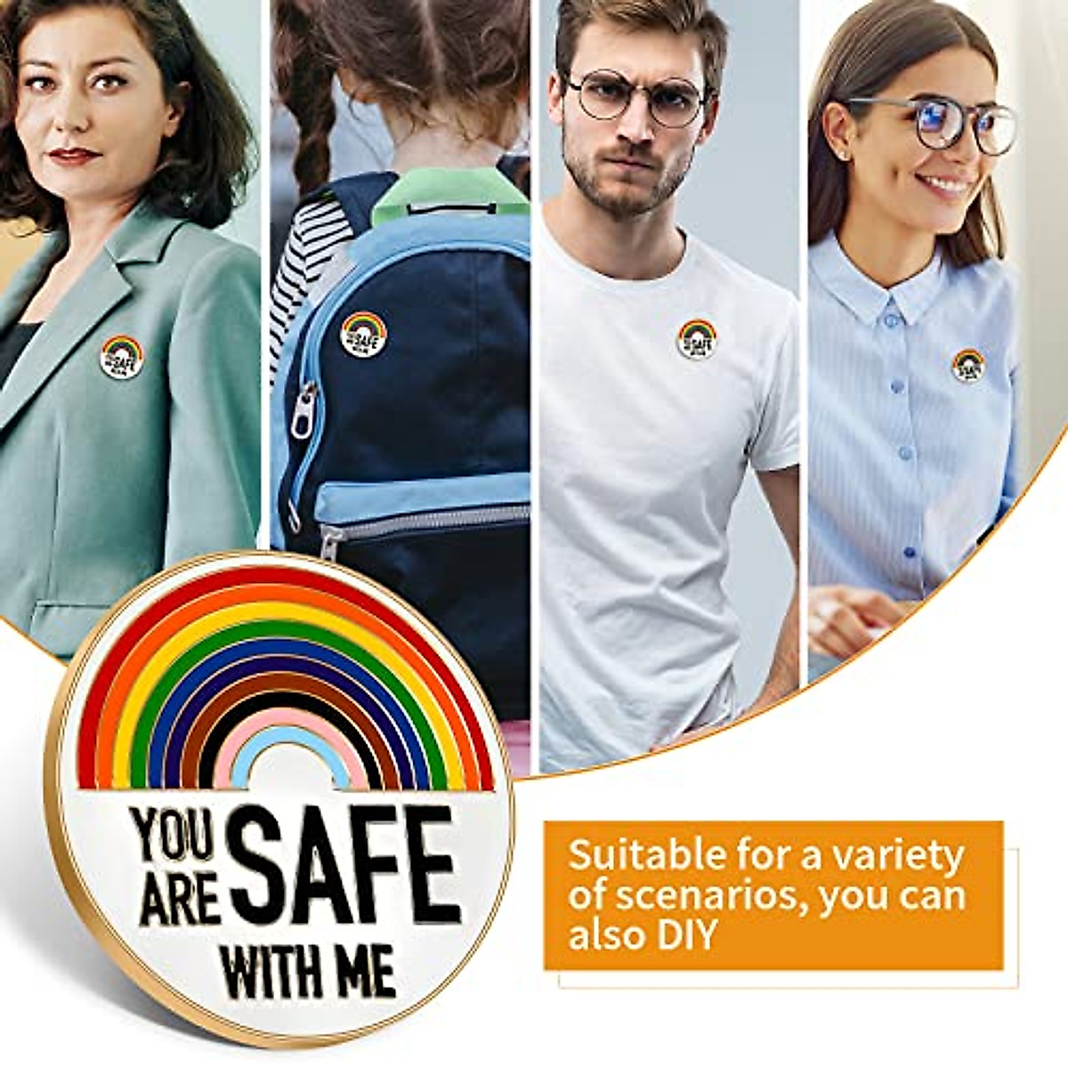 YOU ARE SAFE WITH ME,Enamel Pins,Pride Pins,Pins for Backpacks,Rainbow Pin for Clothing Jacket Hat Decoration, for Doctor Teacher Medical Students Pins,Cute Funny Jewelry Gift