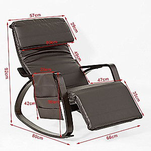 Haotian New Relax Rocking Chair Lounge Chair with Adjustable Footrest and Removable Side Bag, FST20-BR