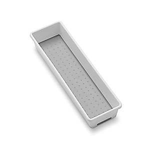 madesmart Classic Large Silverware Tray - White & Classic 12 x 3 Bin - White | CLASSIC COLLECTION | Multi-Purpose Storage Organizer | Soft-grip Lining and Non-slip Rubber Feet