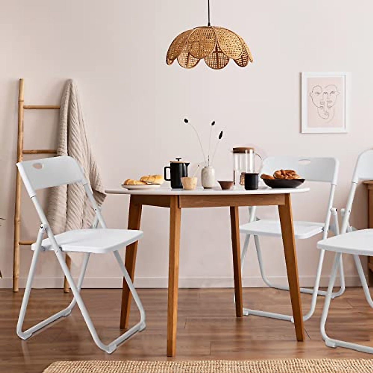 Sintuff 12 Pcs Plastic Folding Chair Steel Folding Dining Chairs Folding Chairs Bulk Fold up Event Chair Portable Commercial Chair with Steel Frame 350lb for Office Wedding Indoor (White)