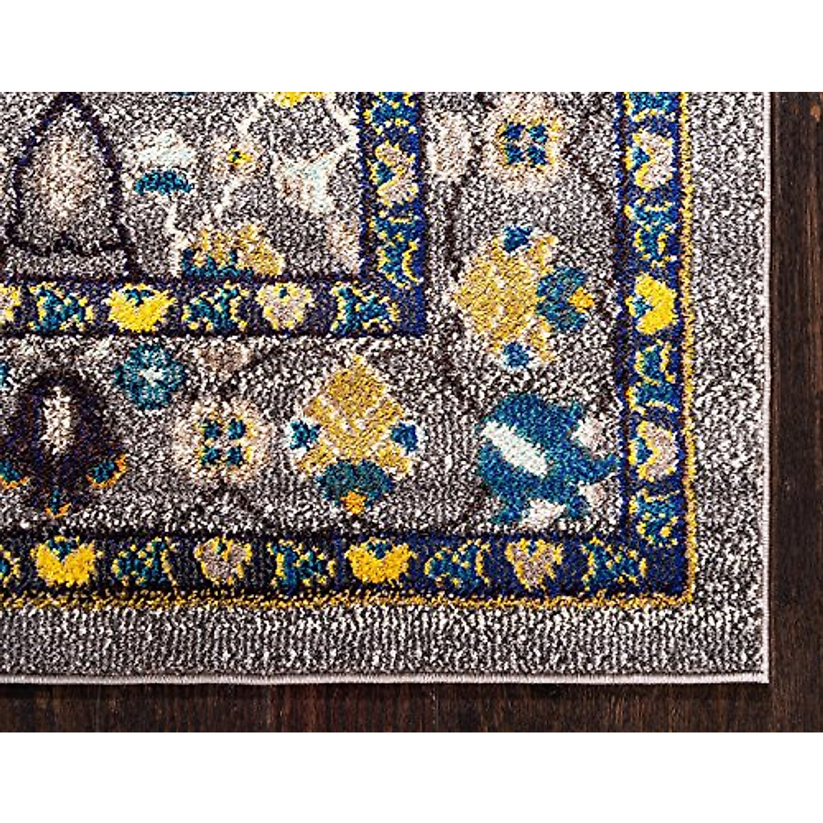 Unique Loom Medici Collection Floral Traditional Vibrant Colors Gray Area Rug (9' 0 x 12' 0)