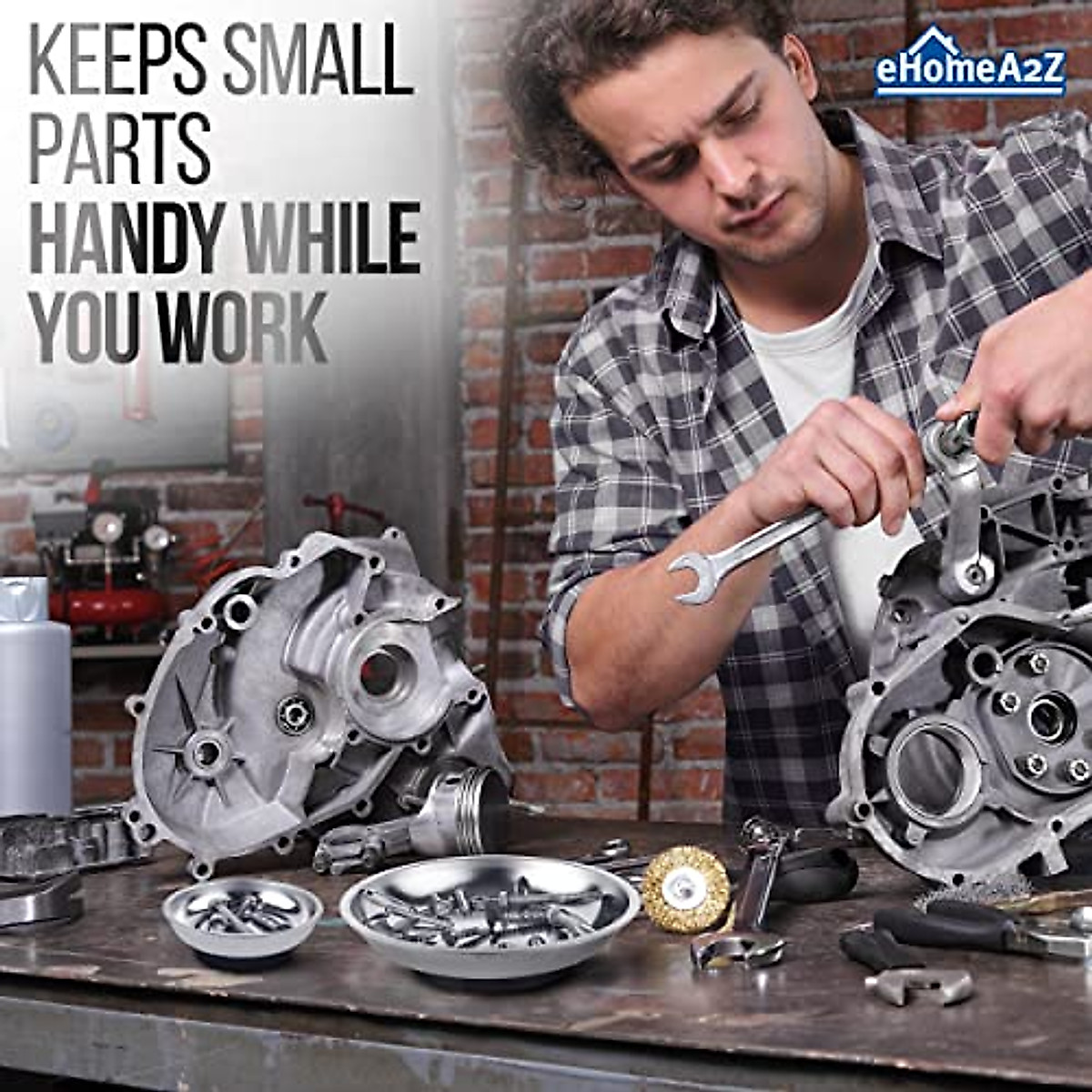 EHOMEA2Z Magnetic Tray Tool Holder 3" Inch, Ideal For Garage, Home, Bolts, Nuts, Small Parts, Pin Cushion Magnetic Cup (3"Inch Magnetic Bowl 1Pc)