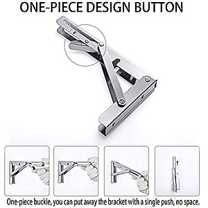 Folding Shelf Brackets - Heavy Duty Stainless Steel Collapsible Shelf Bracket for Bench Table, Space Saving DIY Bracket, Max Load: 550lb （Long：10” ，2 PCS）