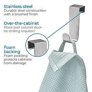 iDesign Forma Brushed Stainless Steel Over-The-Cabinet Storage Hook - 1" x 2.25" x 3"