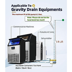 MSELTOS Drain Pump for Commercial Ice Maker, 5 ft Lift, 55 GPH Removable Condensate Pump for Portable AC Unit, Air Conditioner, Dehumidifier, Ice Machine, 110V ~ 240V, Automatic Submersible Water Pump
