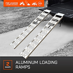 CARGOSMART Aluminum Straight Fixed Ramp with Treads (2pk) - Easily and Safely Load and Unload Light Equipment, Lawn Tractors, ATVs and More, 1,250 lb. Capacity, 12" W x 78" L