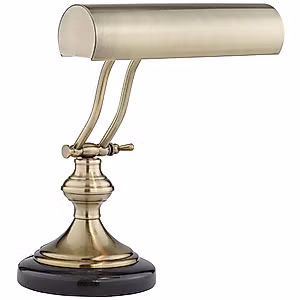 Regency Hill Traditional Piano Banker Desk Lamp 12" High Antique Brass Gold Metal Shade Adjustable Arm Decor for Living Room Bedroom House Bedside Nightstand Home Office Reading Family