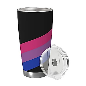 SDERDZSE Lgbtq Bisexual Pride Tumbler 20oz Coffee Cup Insulated Tumblers Stainless Steel Tumbler With Lid Coffee Travel Mug For Home Outdoor