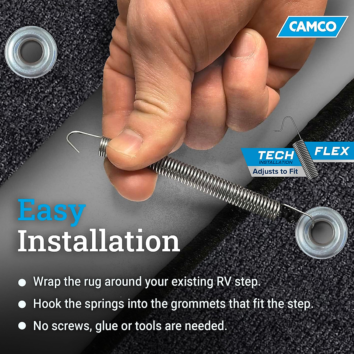 Camco 42925-A Gray 18 Inch 42925 18" Rv Step Rug-Grey