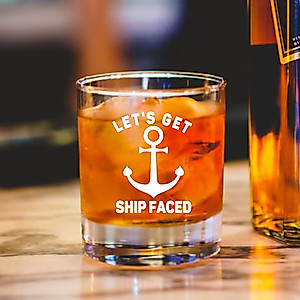 AGMdesign, Funny Lets Get Ship Faced Whiskey Glasses, Nautical gift, Nautical Gifts for Boaters, Birthday Gift for Sailor
