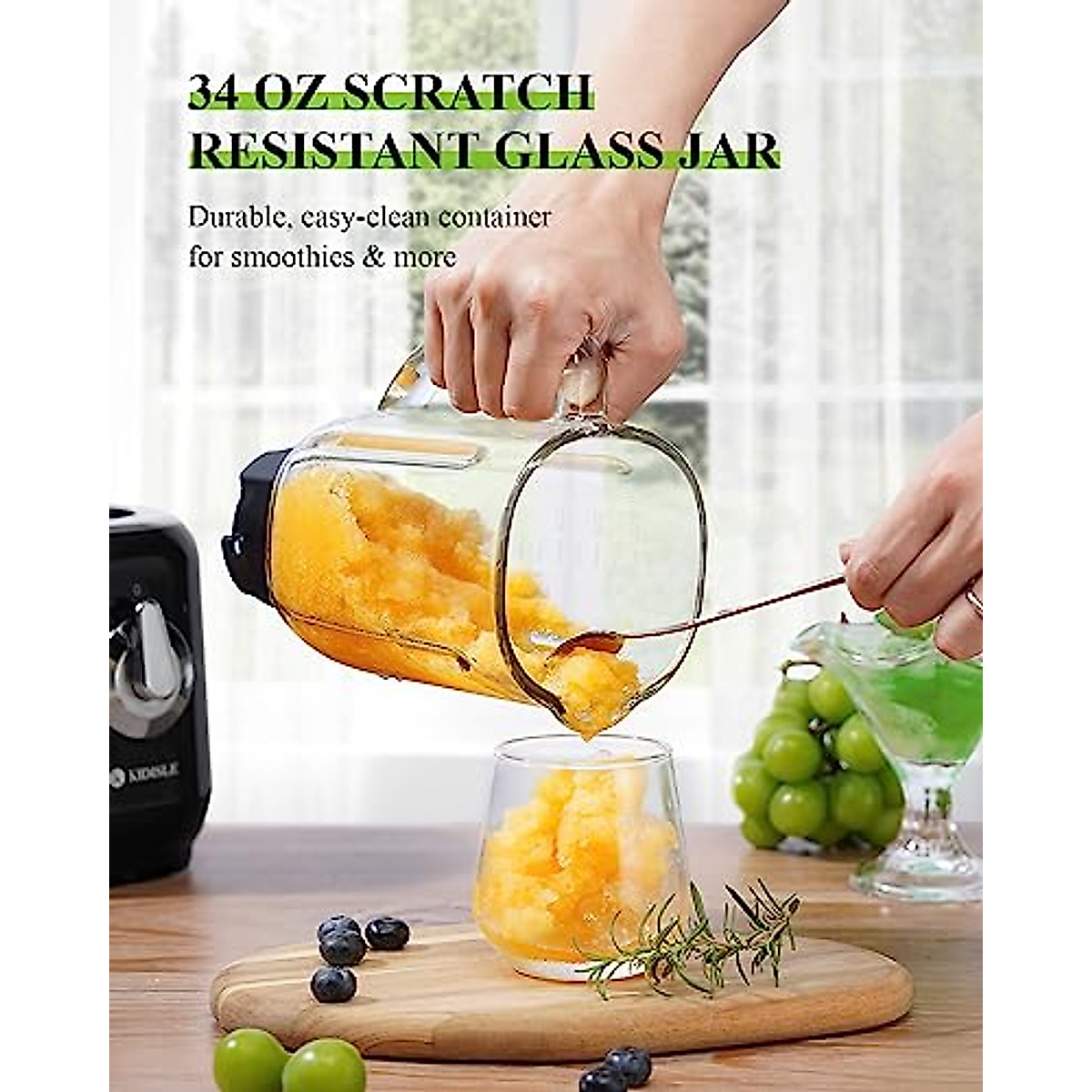 KIDISLE Retro Blenders for Kitchen, 34oz Glass Jar, 700W Smoothie Blender for Shakes and Smoothies, 3 Adjustable Speed for Milkshake, Ice Crush, Puree and Frozen Fruit, Black