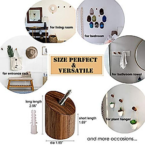 Felidio Wall Hooks, Natural Wood Coat Hooks Wall Mounted (2 Pack) - Rustic Wall Coat Rack Hat Hooks Robe Hook Entryway Wall Hangers Heavy Duty Hooks for Hanging Towels (Black Walnut)