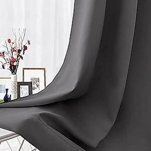 LUSHLEAF Blackout Curtains for Bedroom, Solid Thermal Insulated with Grommet Noise Reduction Window Drapes, Room Darkening Curtains for Living Room, 2 Panels, 52 x 84 inch Grey