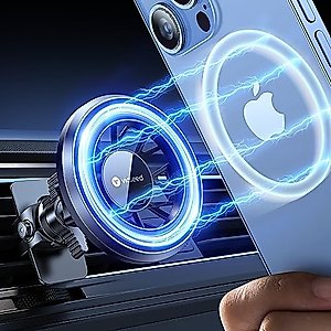 VICSEED for MagSafe Car Mount, Ultra- Strong Magnetic Phone Holder for Car Vent, 360° Hands-Free Magnet Cellphone Car Mount for Socket Grip, Fit for iPhone 15 14 13 12 Pro Max Plus Min