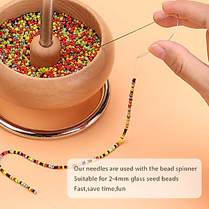 PP OPOUNT 4 Pieces Large Eye Curved Beading Needles with Handle, 5.3 inch Stainless Bead Needle for Bead Spinner Loader, Bead Spinner Needles for String Seed Beads Jewelry Making (Patent Protection)